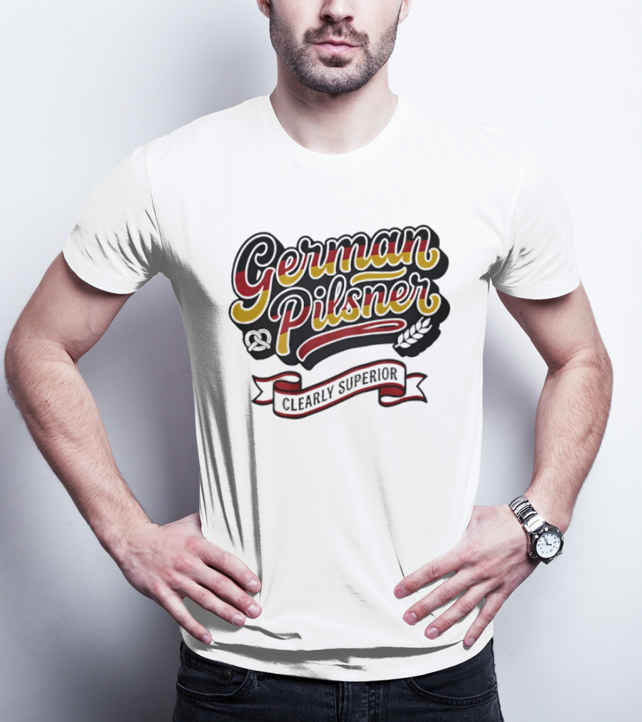 German Pilsner Clearly Superior Beer Banner Text With Hops T-Shirt