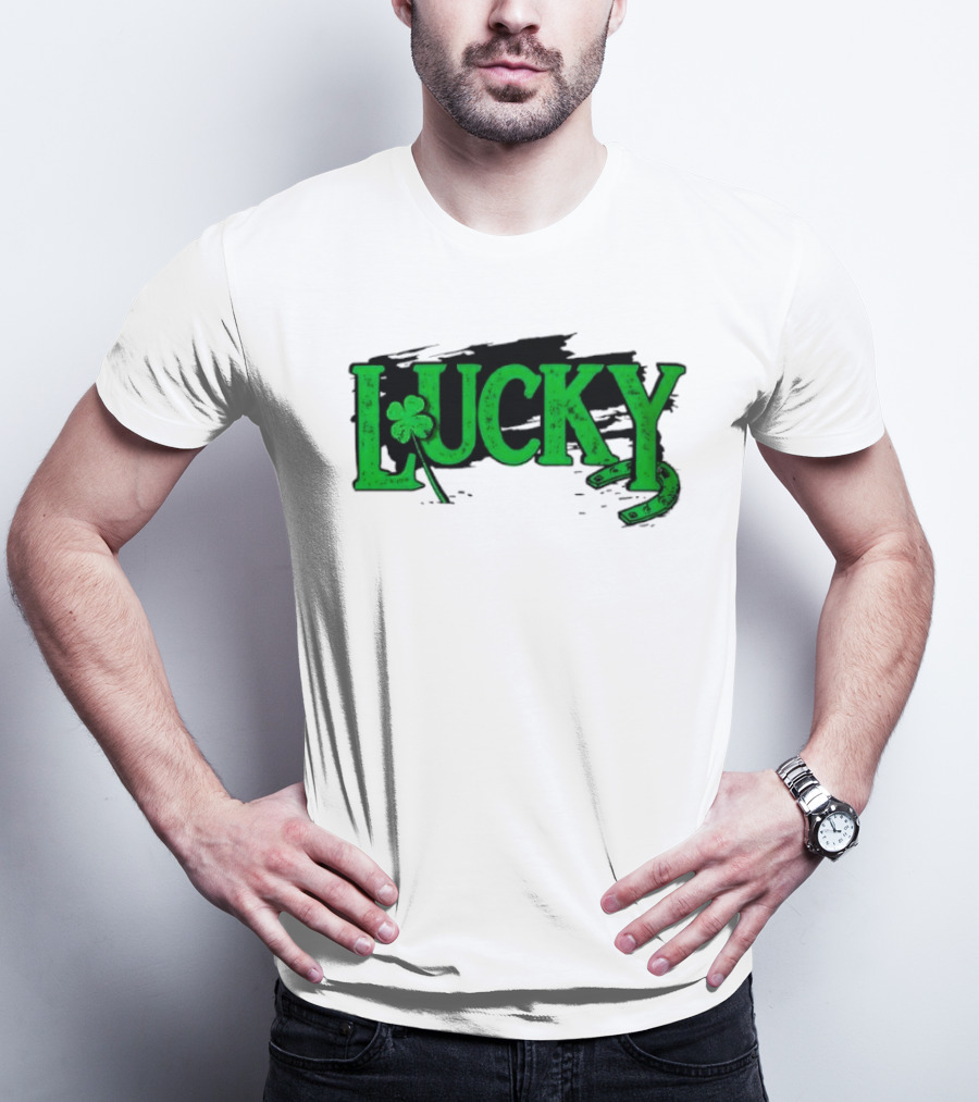Lucky Green Horseshoe And Shamrock St. Patrick's Day T-Shirt