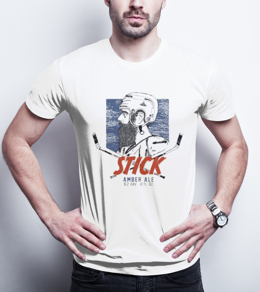 Stick Amber Ale 6.2 ABV 12 FL OZ Hockey And Beard T-Shirt