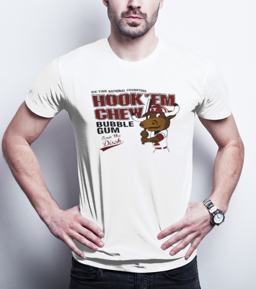 Texas Longhorns Hook 'Em Chew Bubble Gum Own The Disch Baseball T-Shirt