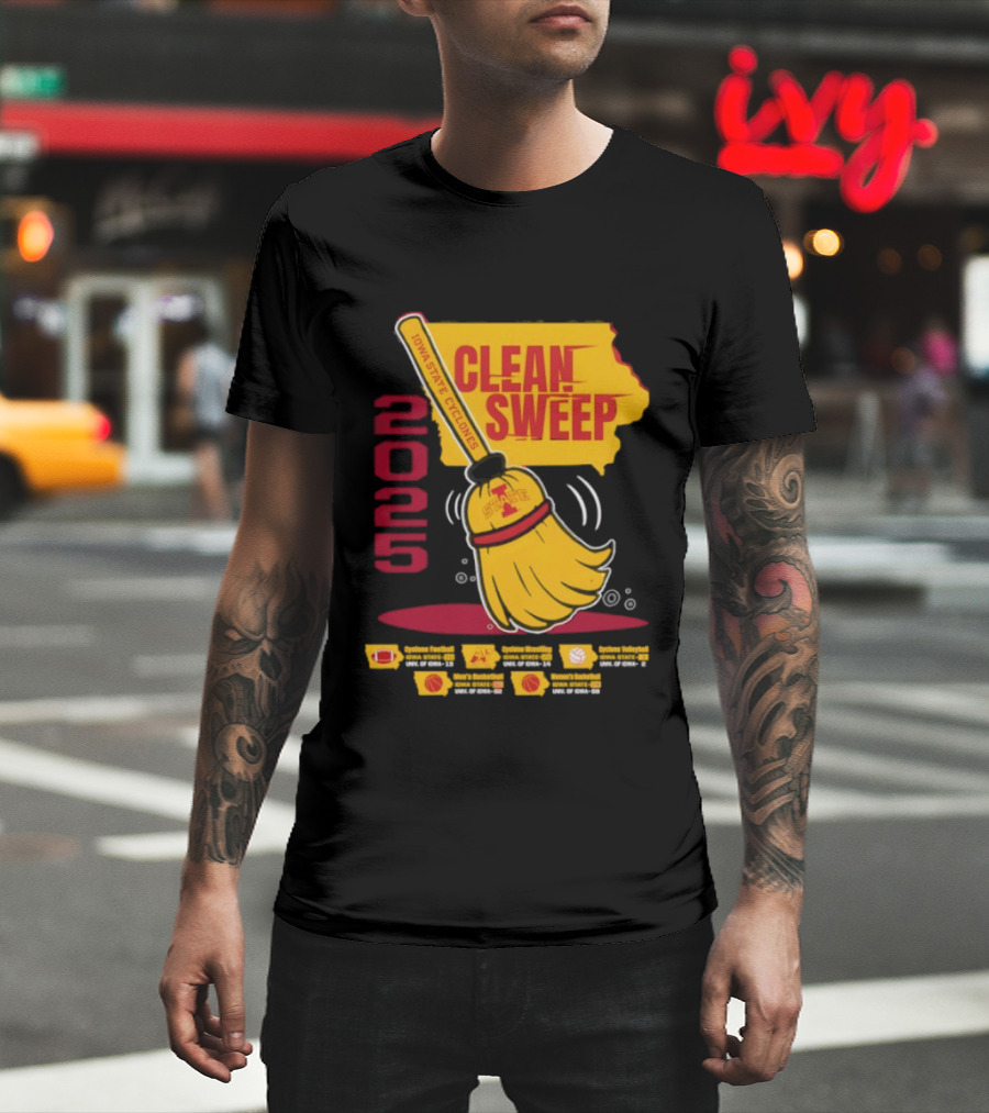 Iowa State Cyclones Clean Sweep 2025 Basketball Wrestling Volleyball Football T-Shirt