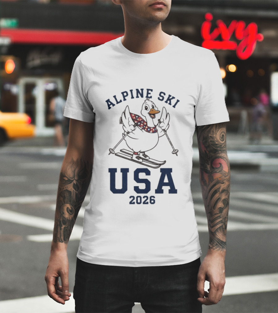 Alpine Ski USA 2026 Goose Skier T-Shirt