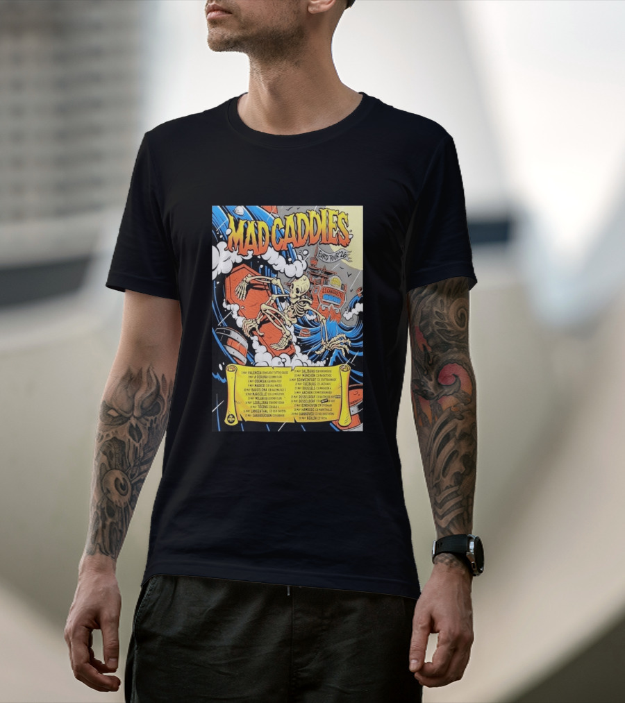 Mad Caddies Euro Tour 2026 Skeleton Ship T-Shirt