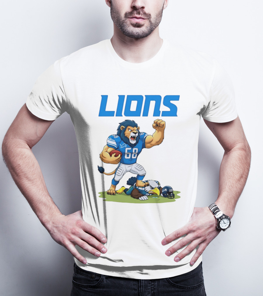 Detroit Lions Dominating Seahawks Rivalry Mascot Showdown T-Shirt