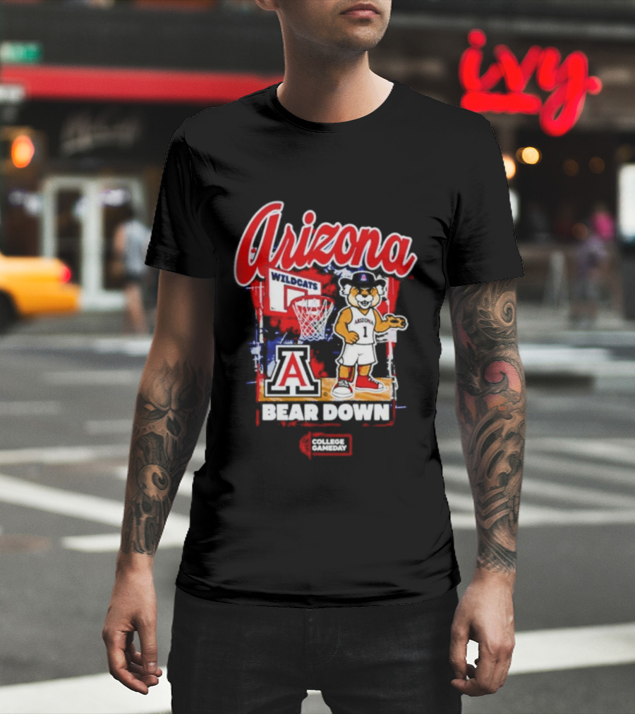 Arizona Wildcats Bear Down Basketball Mascot College Gameday T-Shirt