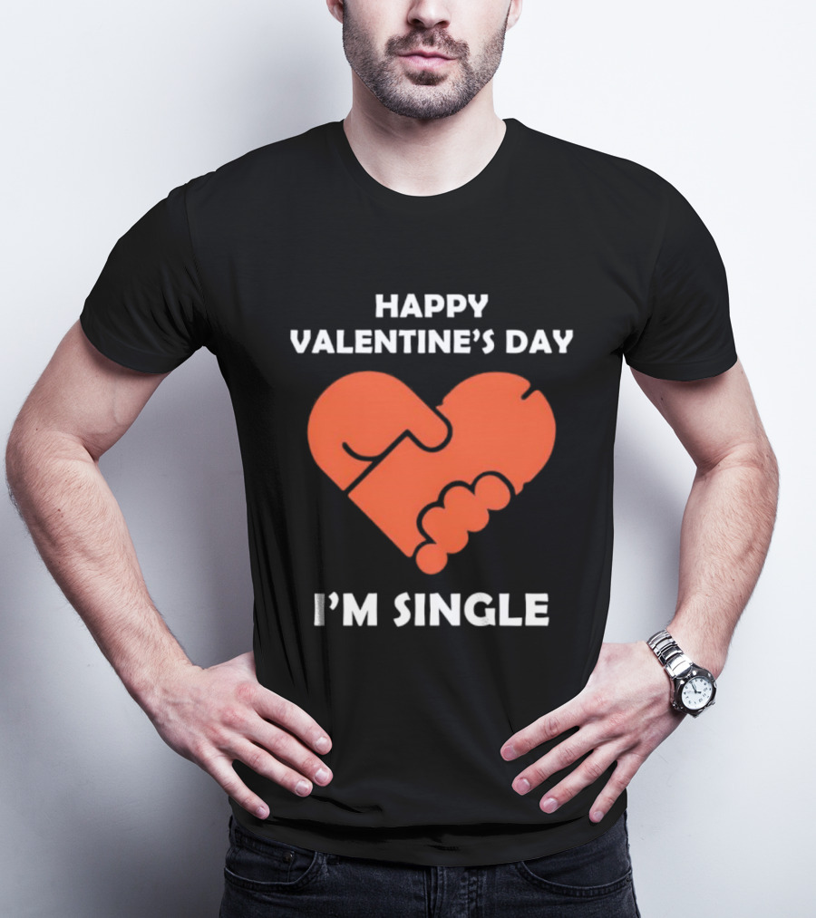 Happy Valentine's Day I'm Single Heart Puzzle T-Shirt