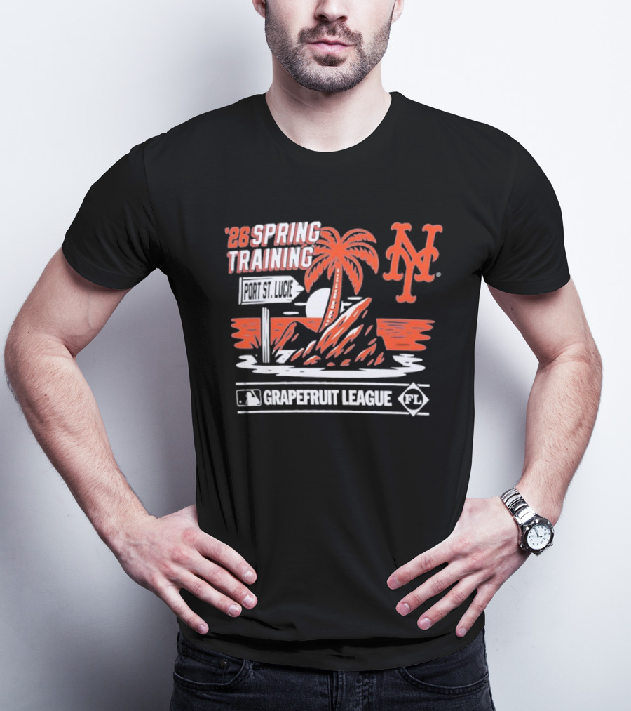 New York Mets 2026 Spring Training Grapefruit League Palm Tree Ocean T-Shirt
