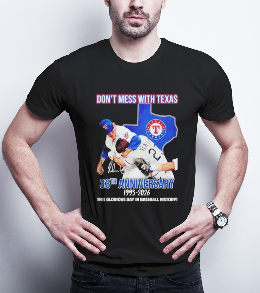 Nolan Ryan Robin Ventura Texas Rangers 33rd Anniversary 1993 2026 Baseball History T-Shirt