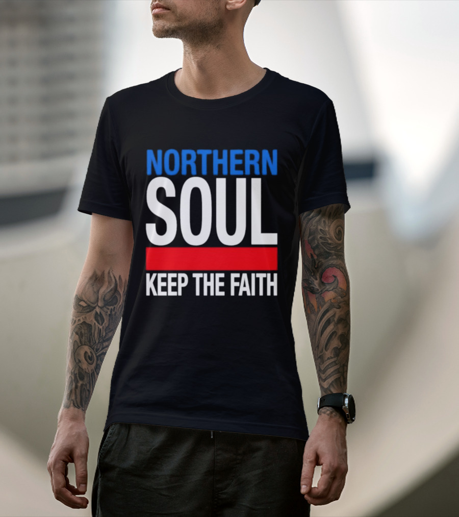 Northern Soul Keep The Faith Blue And Red T-Shirt