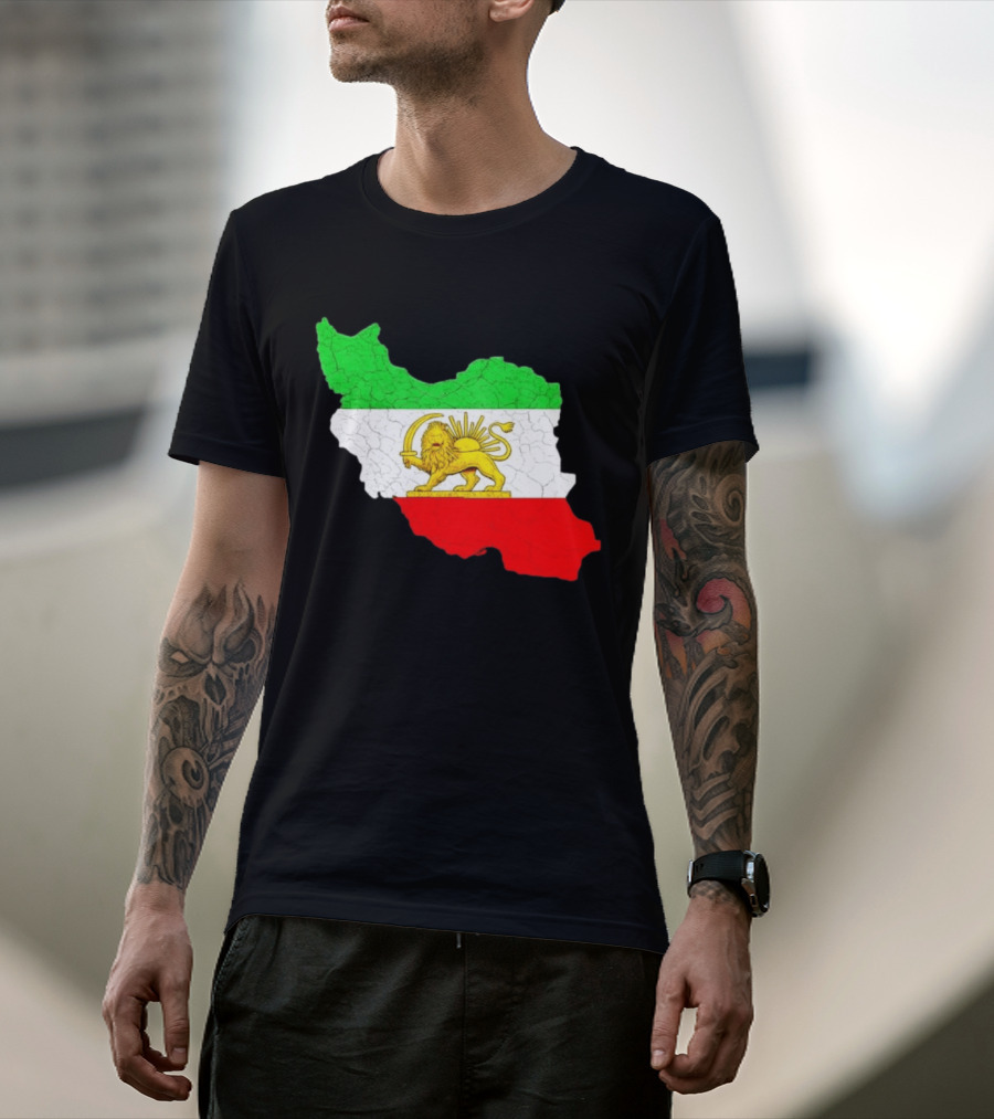 Iran Map With Lion And Sun Persian Heritage T-Shirt