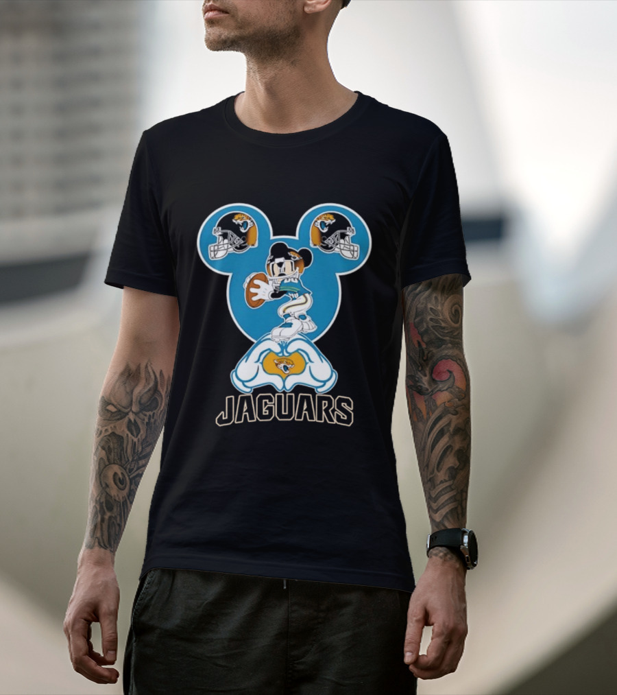 Mickey Mouse Jacksonville Jaguars Football Love Hands T-Shirt