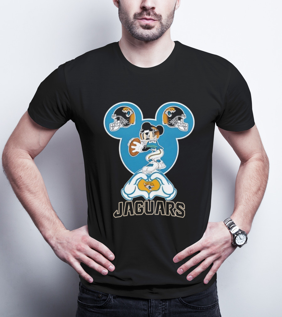 Mickey Mouse Jacksonville Jaguars Football Love Hands T-Shirt