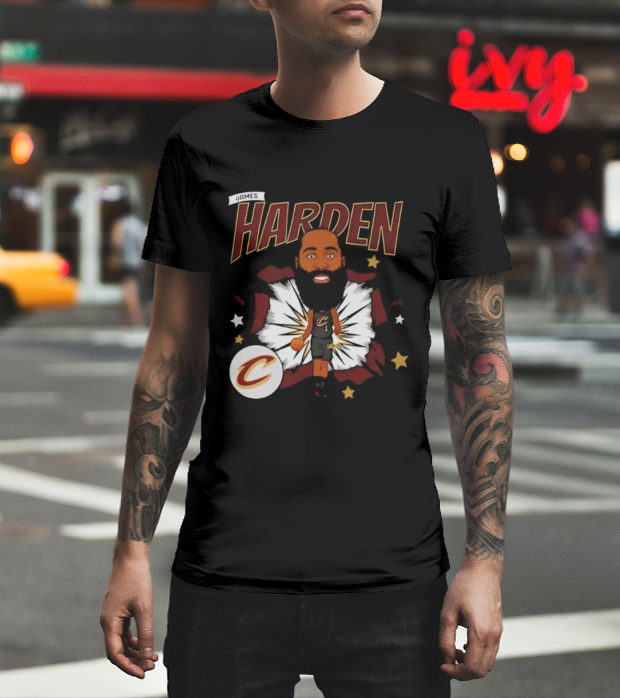 Harden Cleveland Cavaliers Basketball Player Caricature T-Shirt