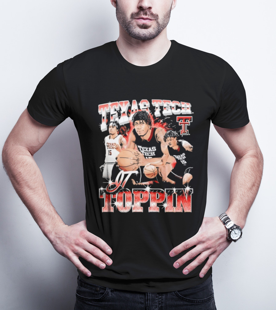 Texas Tech Basketball JT Toppin Red Raiders Collage T-Shirt