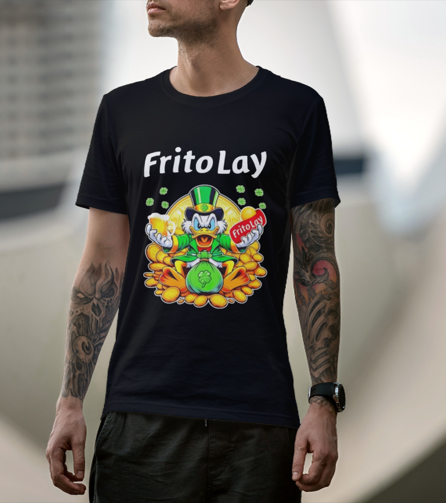 Frito Lay Scrooge McDuck St Patrick's Day Luck Coins Clover Beer T-Shirt