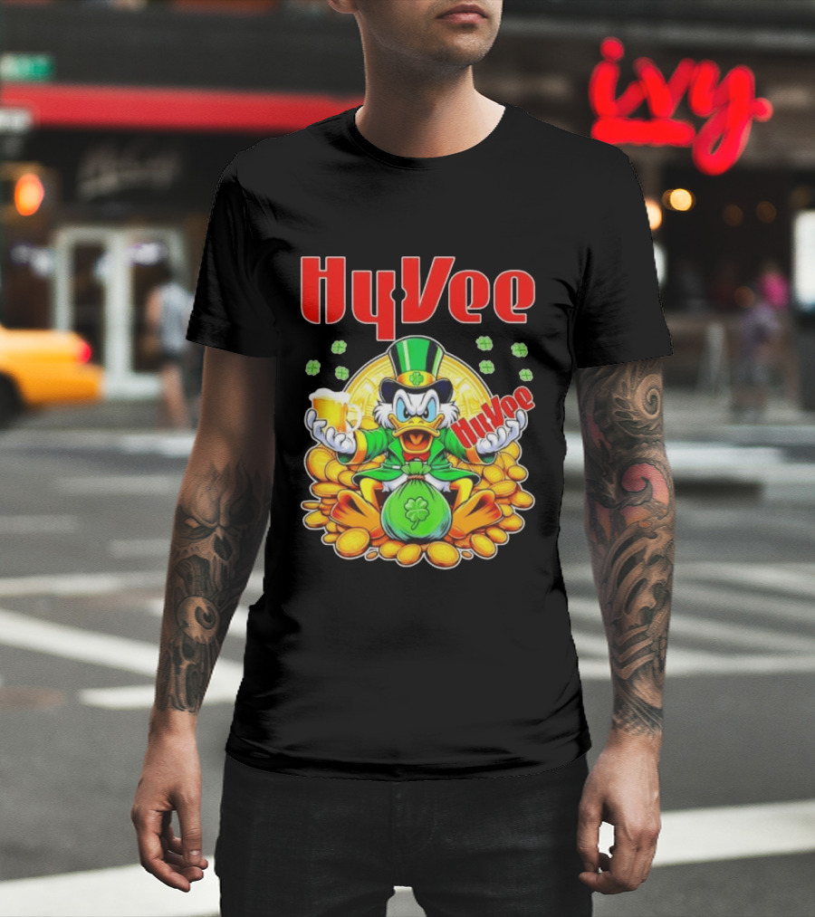 HyVee Scrooge McDuck St Patrick's Day Celebration With Gold Coins And Clover T-Shirt