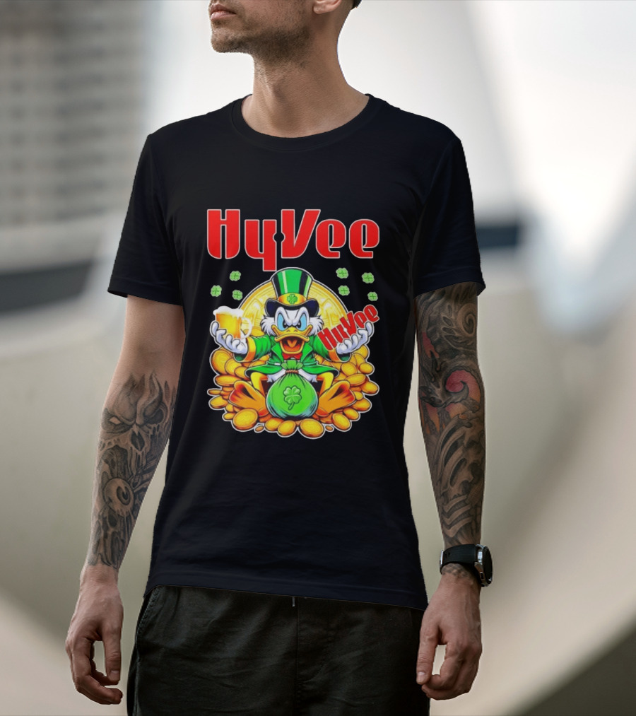 HyVee Scrooge McDuck St Patrick's Day Celebration With Gold Coins And Clover T-Shirt