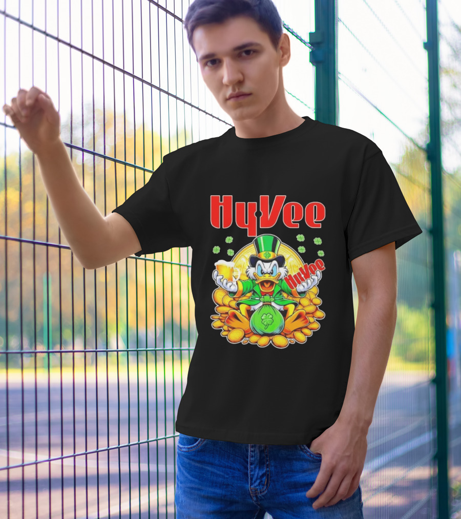 HyVee Scrooge McDuck St Patrick's Day Celebration With Gold Coins And Clover T-Shirt