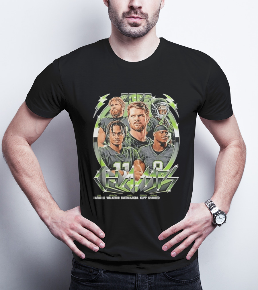 Seattle Seahawks Darnold Walker III Smith Njigba Kupp Shaheed 2025 Champs T-Shirt