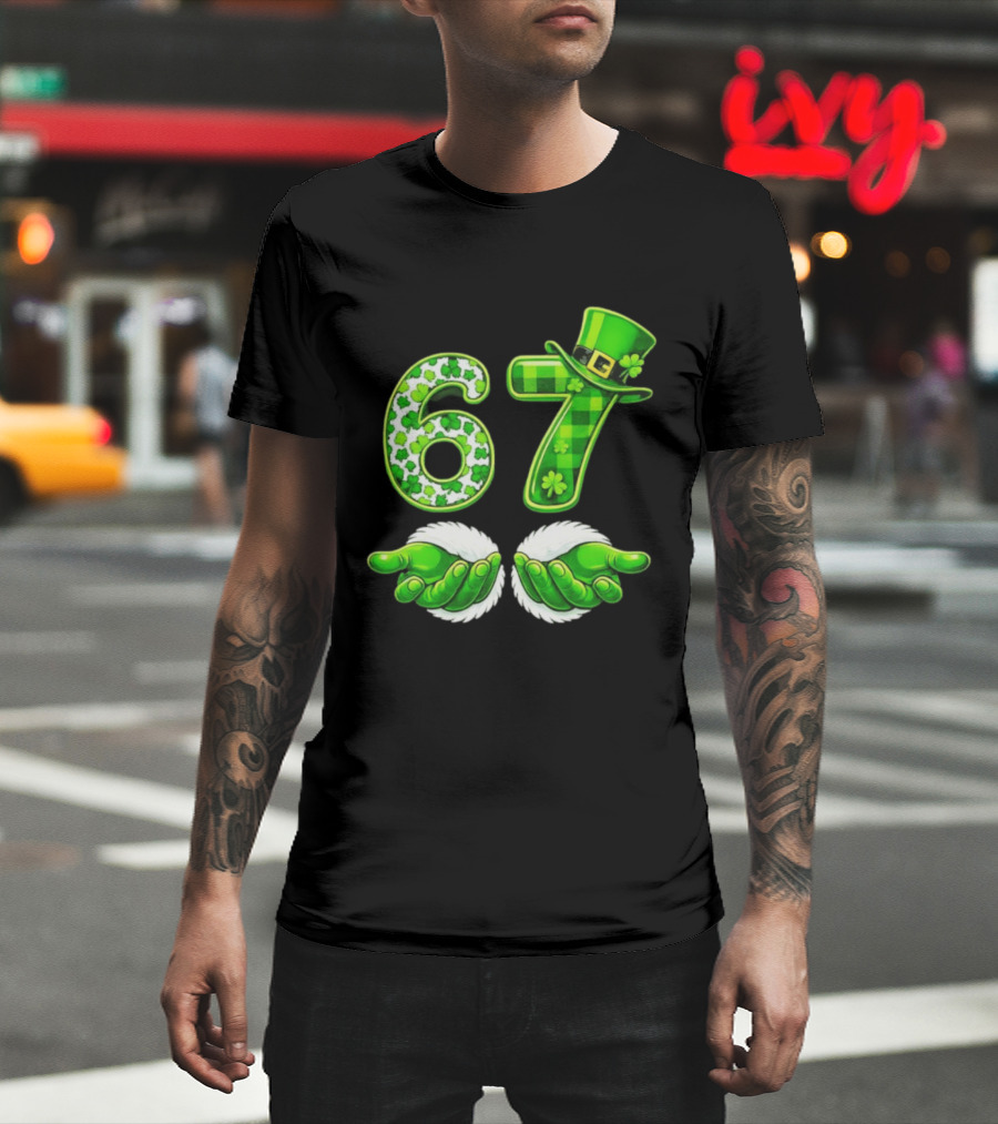 St Patricks Day 67 Shamrock Irish Clover Meme Green Hat Luck T-Shirt
