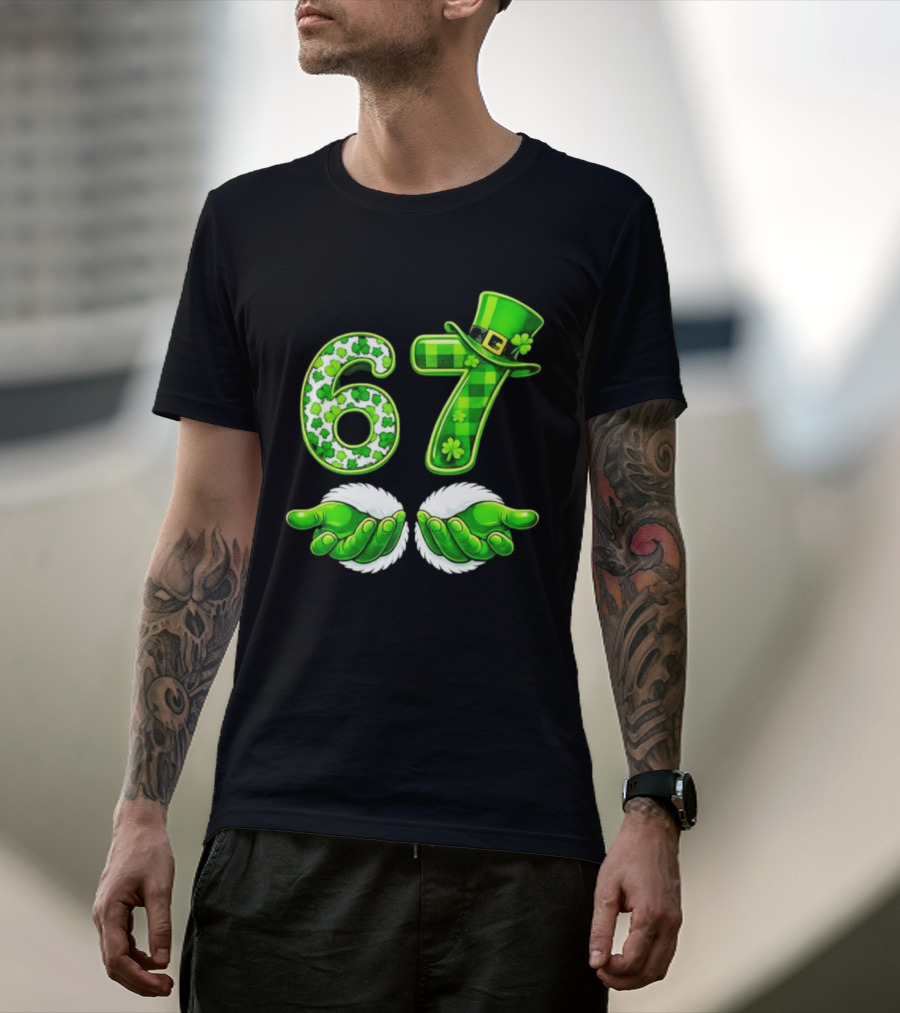 St Patricks Day 67 Shamrock Irish Clover Meme Green Hat Luck T-Shirt