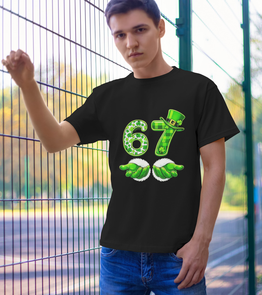St Patricks Day 67 Shamrock Irish Clover Meme Green Hat Luck T-Shirt