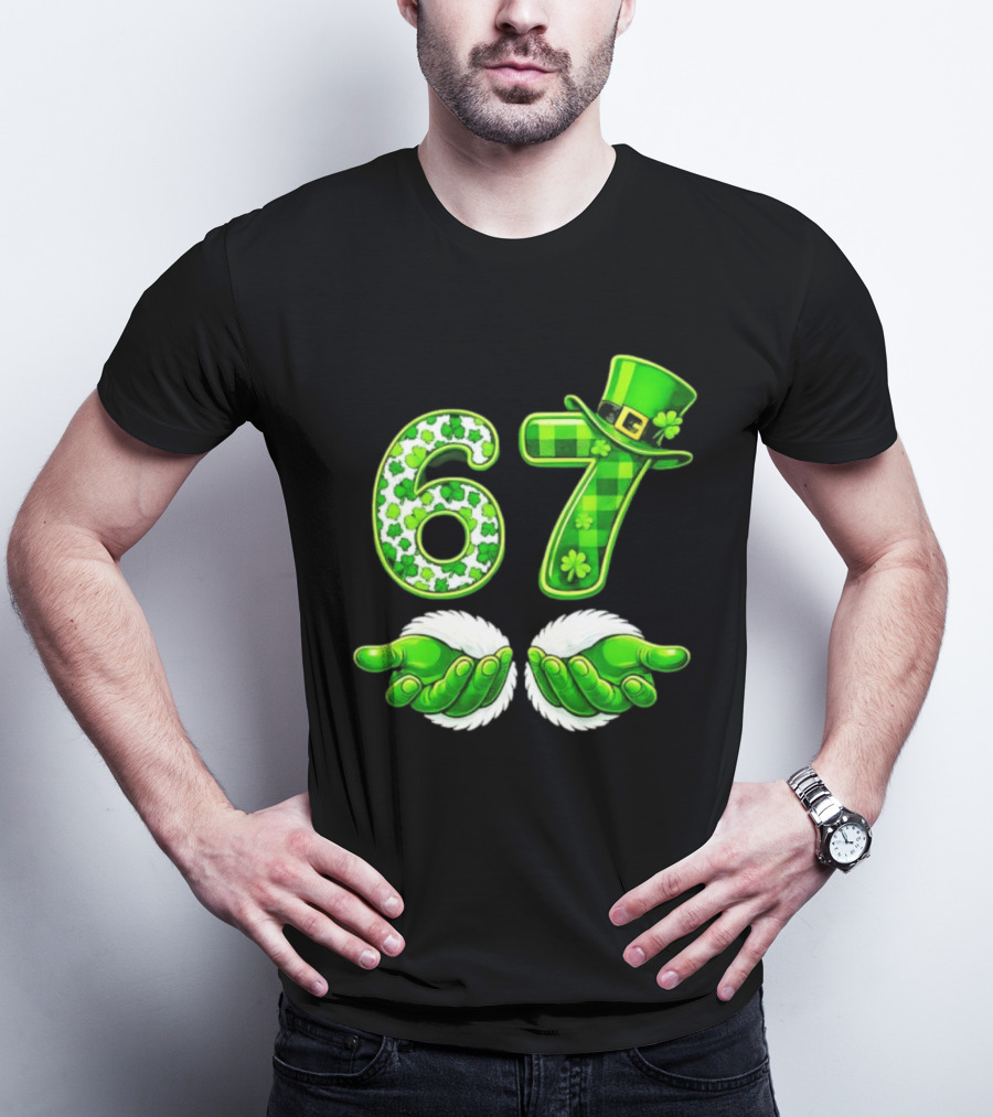 St Patricks Day 67 Shamrock Irish Clover Meme Green Hat Luck T-Shirt