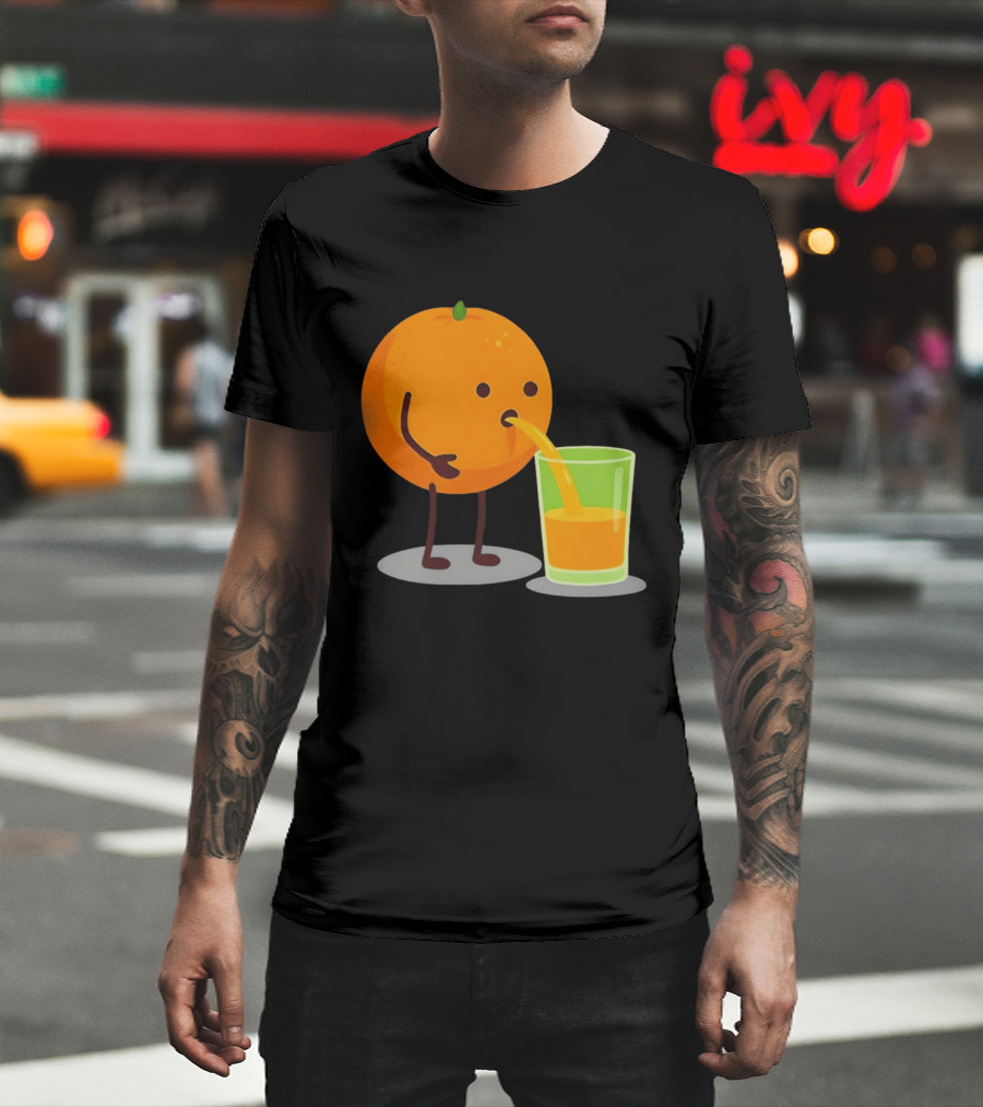 Orange Juice Squeezed Fun Cartoon T-Shirt