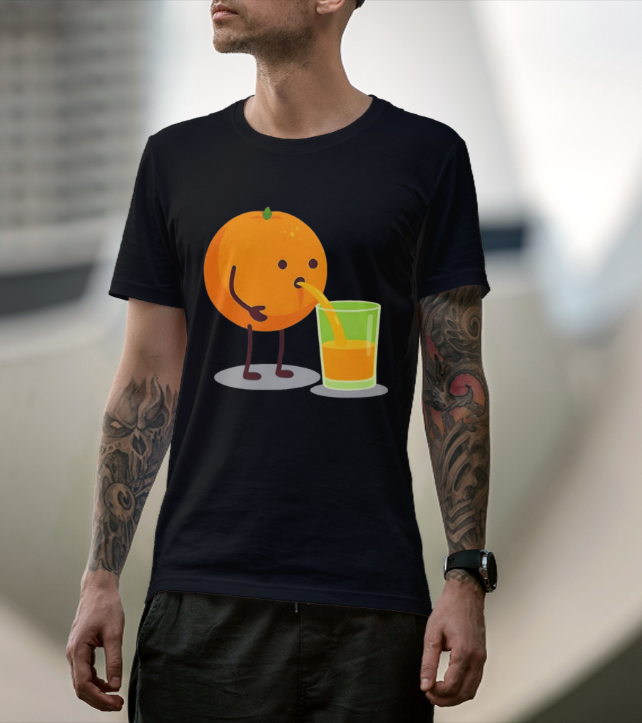 Orange Juice Squeezed Fun Cartoon T-Shirt