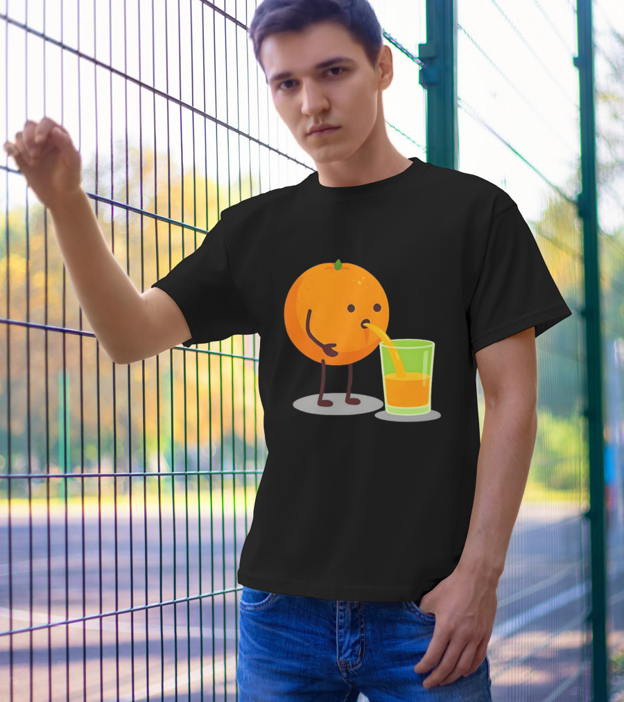 Orange Juice Squeezed Fun Cartoon T-Shirt