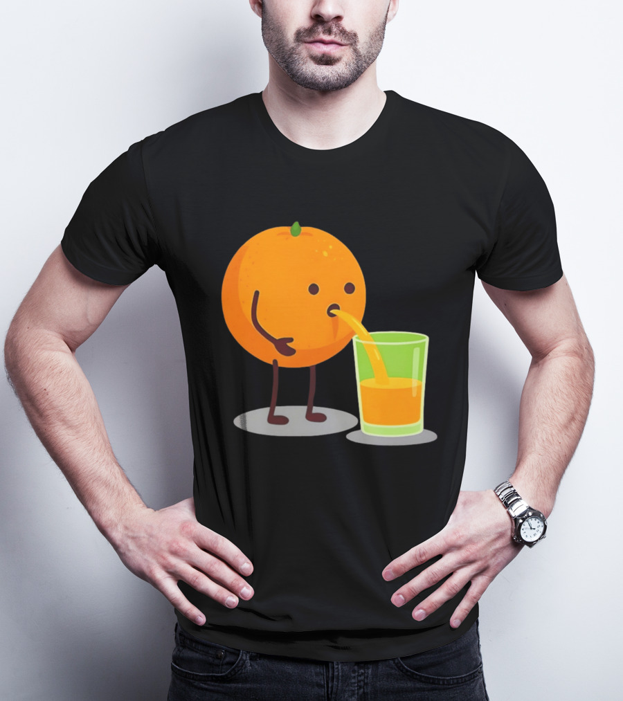 Orange Juice Squeezed Fun Cartoon T-Shirt