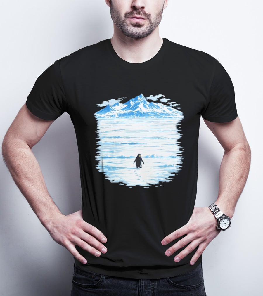 Penguin But Why Snowy Mountain Reflection T-Shirt