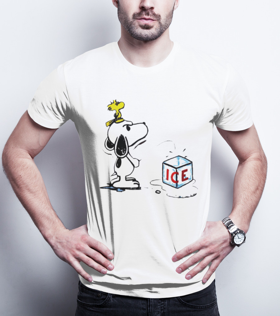 Snoopy Woodstock Piss On Ice Cube Block T-Shirt