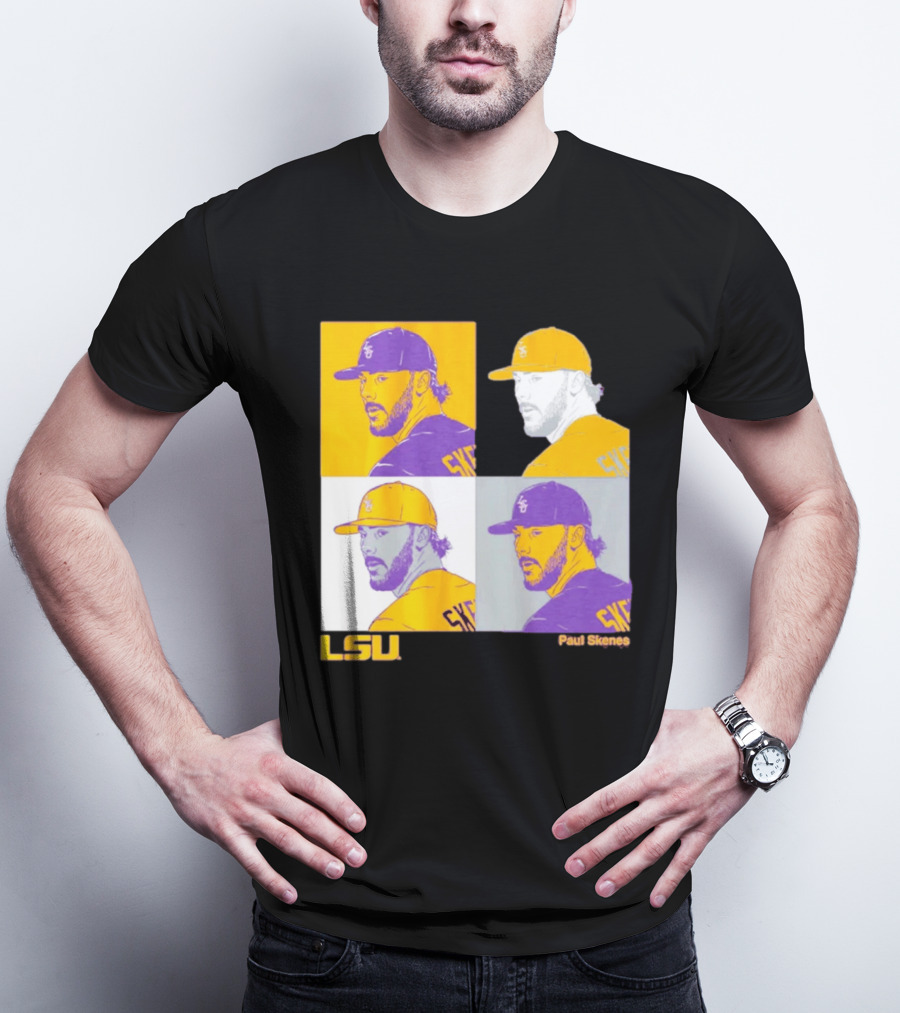 LSU Baseball Paul Skenes Colorful Collage Panels T-Shirt