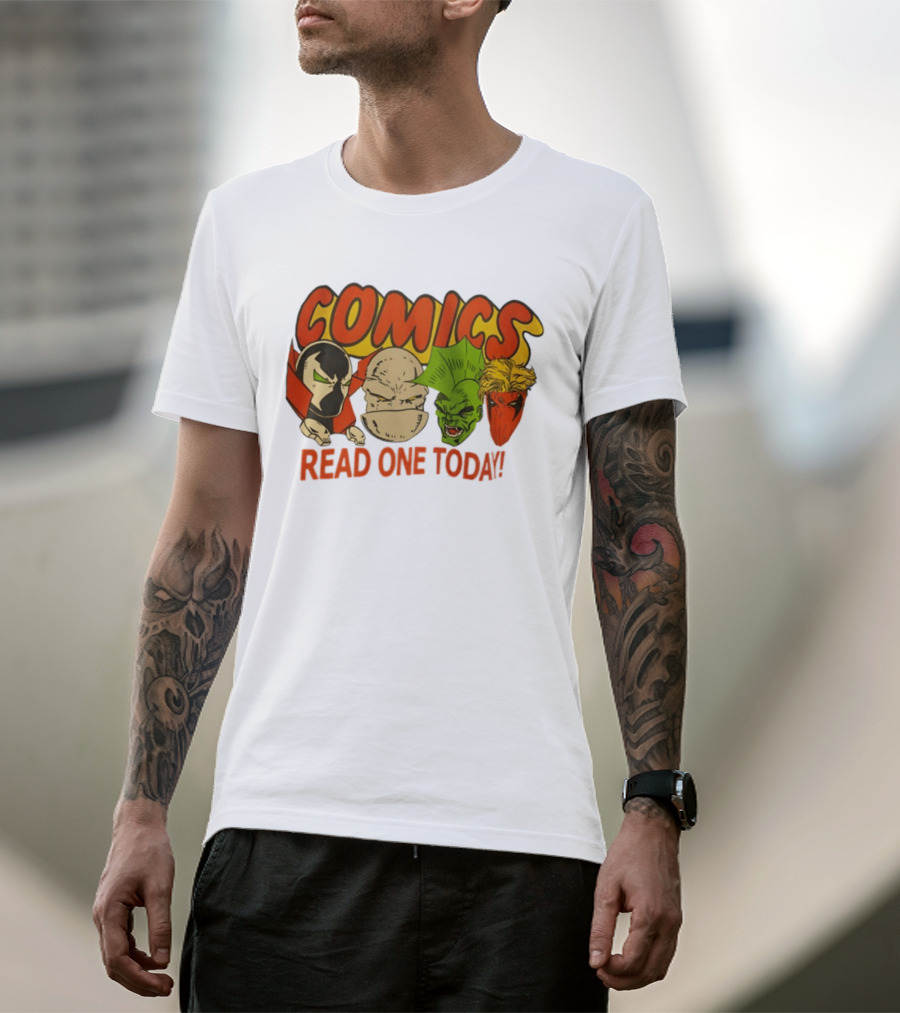 Comics Read One Today Characters Face T-Shirt