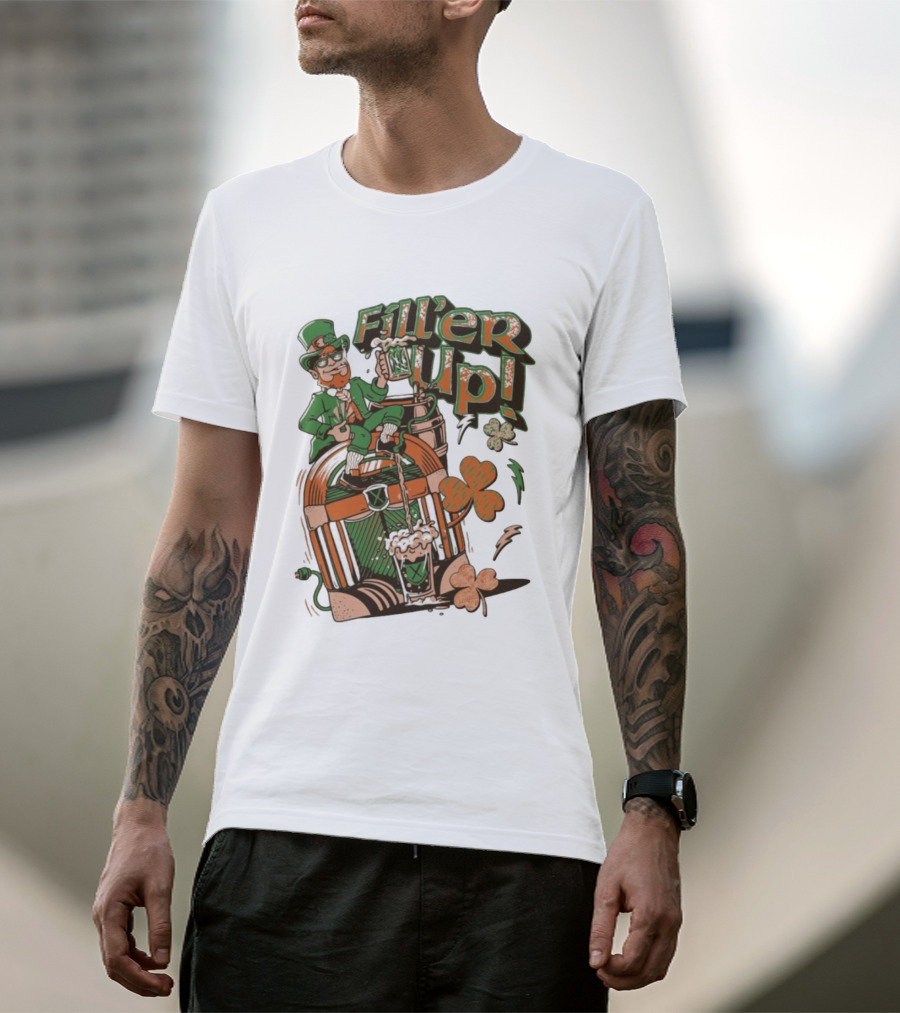 Fill'er Up St. Patrick's Day Leprechaun Beer And Jukebox Celebration T-Shirt