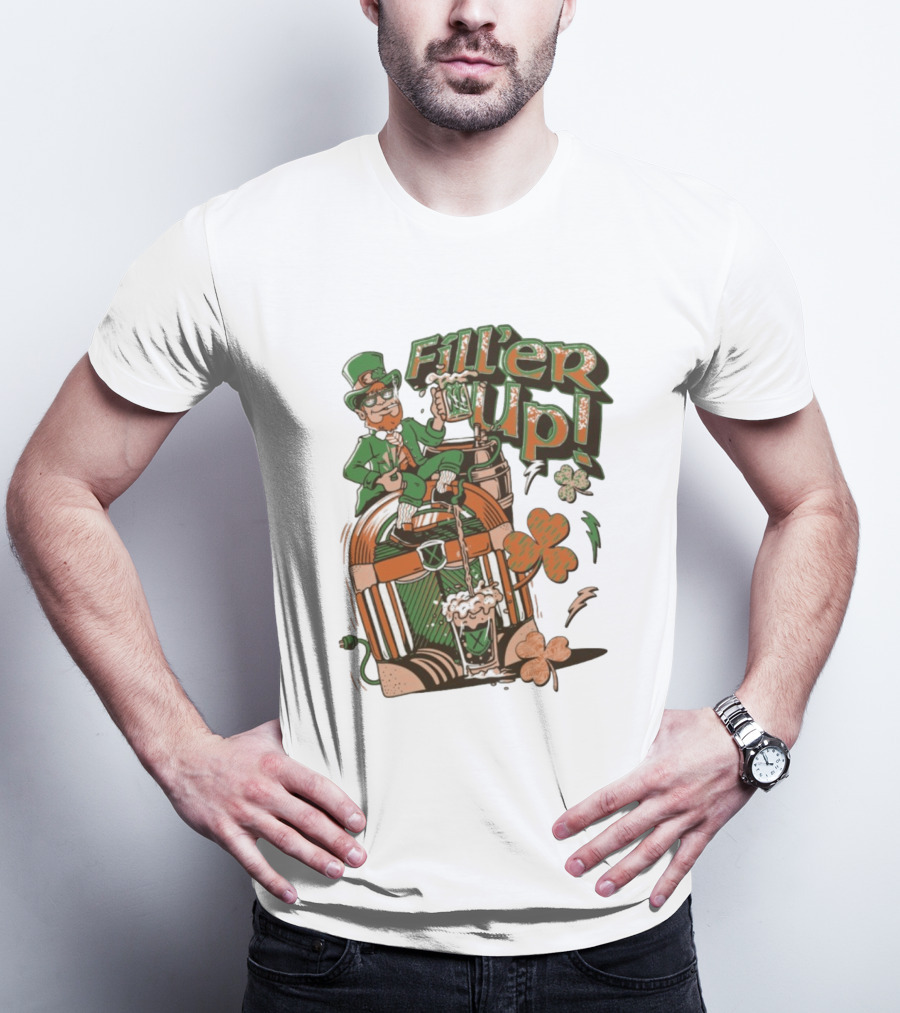 Fill'er Up St. Patrick's Day Leprechaun Beer And Jukebox Celebration T-Shirt