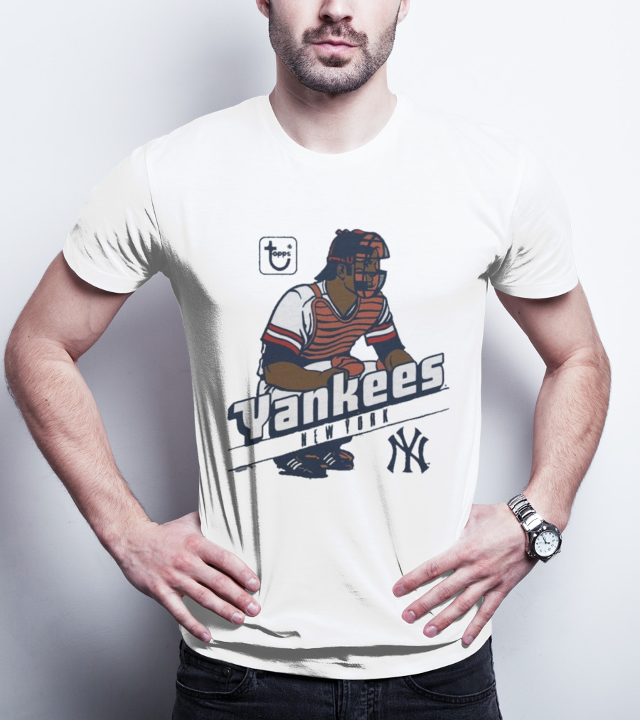 MLB Topps New York Yankees Catcher Cartoon Yankees NY T-Shirt
