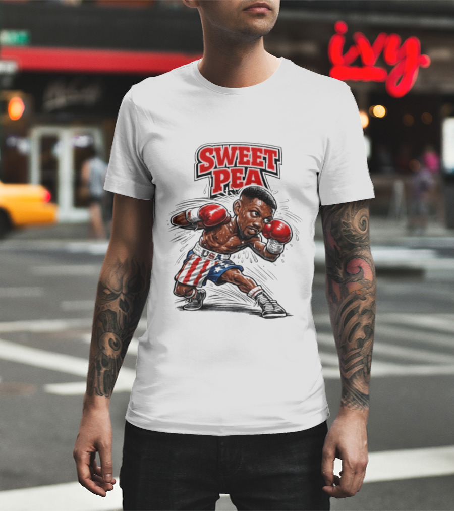 Sweet Pea Pernell Whitaker Boxing Caricature USA Flag Shorts T-Shirt