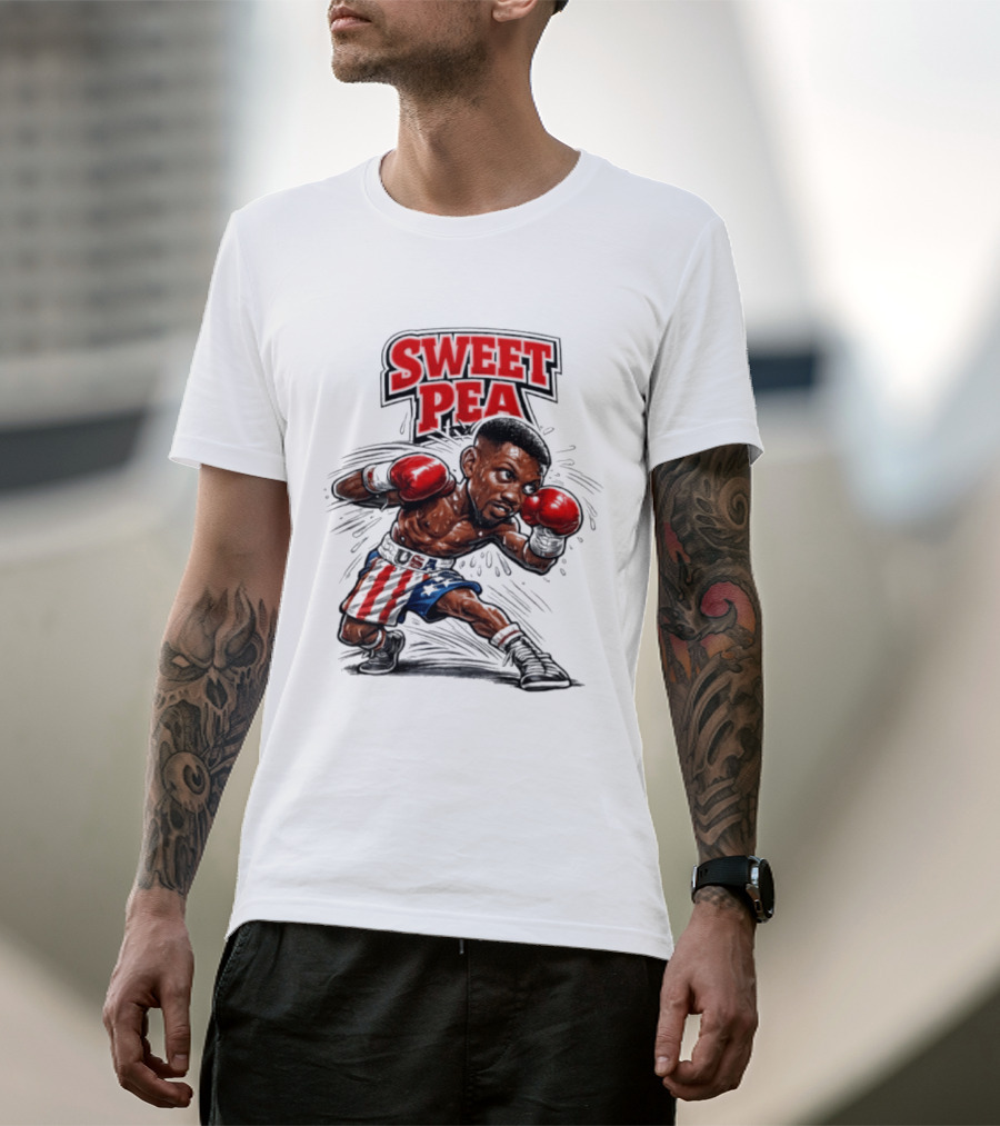 Sweet Pea Pernell Whitaker Boxing Caricature USA Flag Shorts T-Shirt