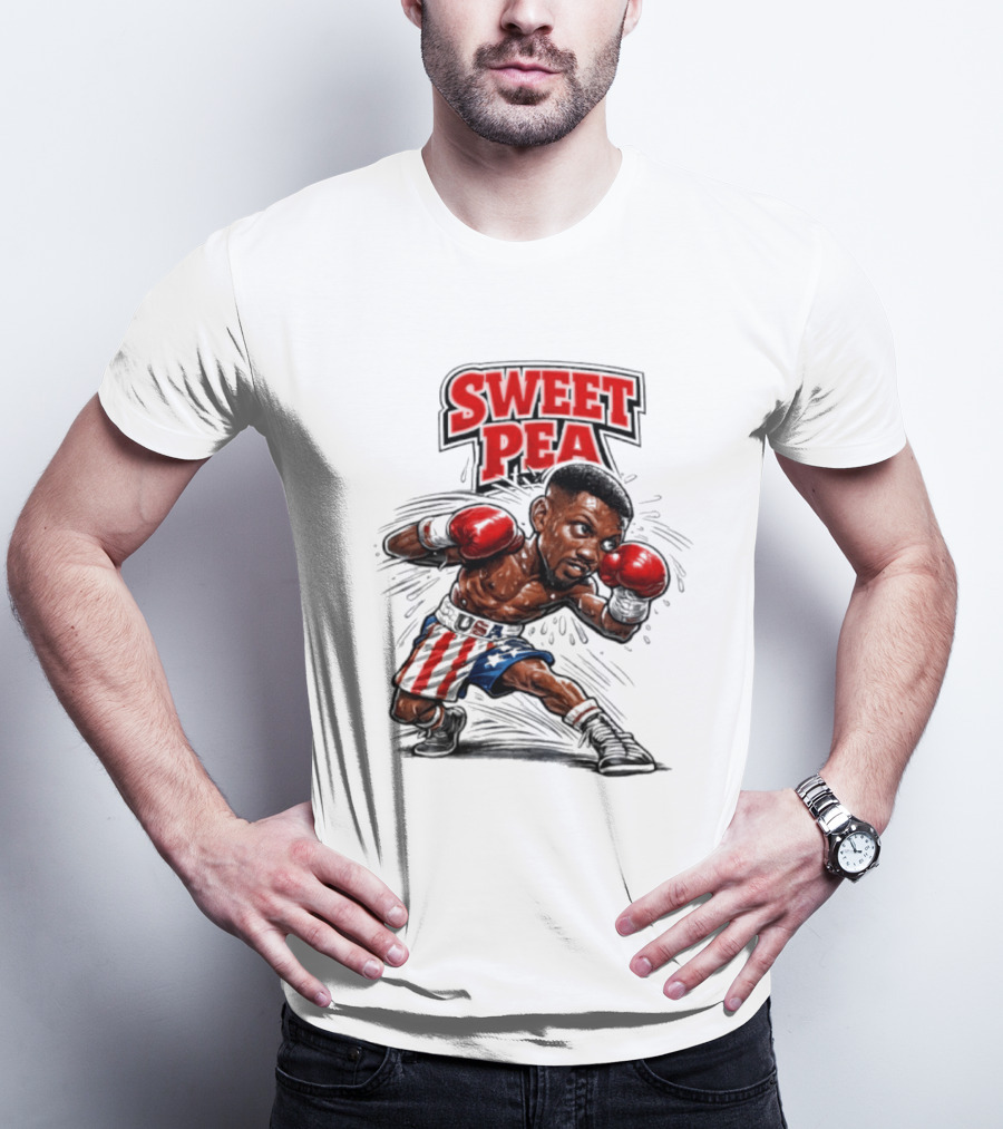 Sweet Pea Pernell Whitaker Boxing Caricature USA Flag Shorts T-Shirt