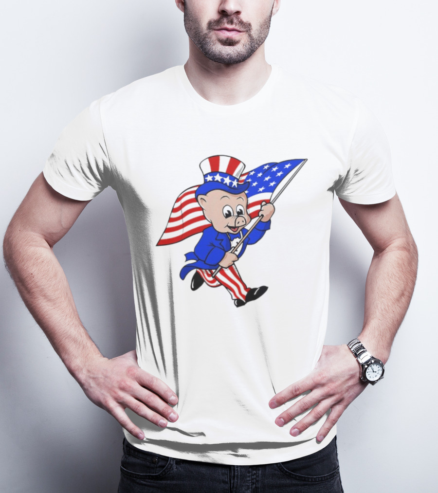 Piggly Wiggly Patriotic July 4th Celebration With American Flag And Uncle Sam Hat T-Shirt