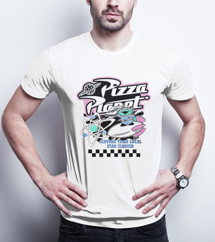 Pizza Planet Toy Story Serving Your Local Star Cluster Alien Spaceship T-Shirt