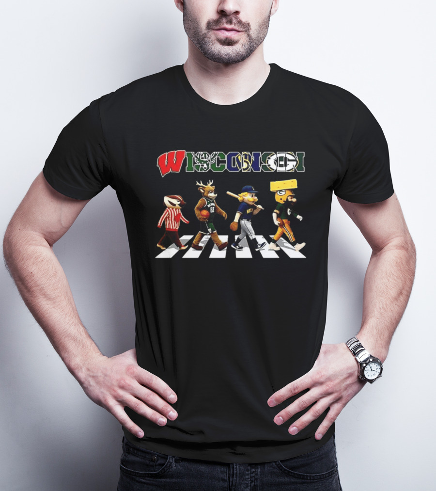 Wisconsin Badgers Bucks Brewers Packers Abbey Road T-Shirt