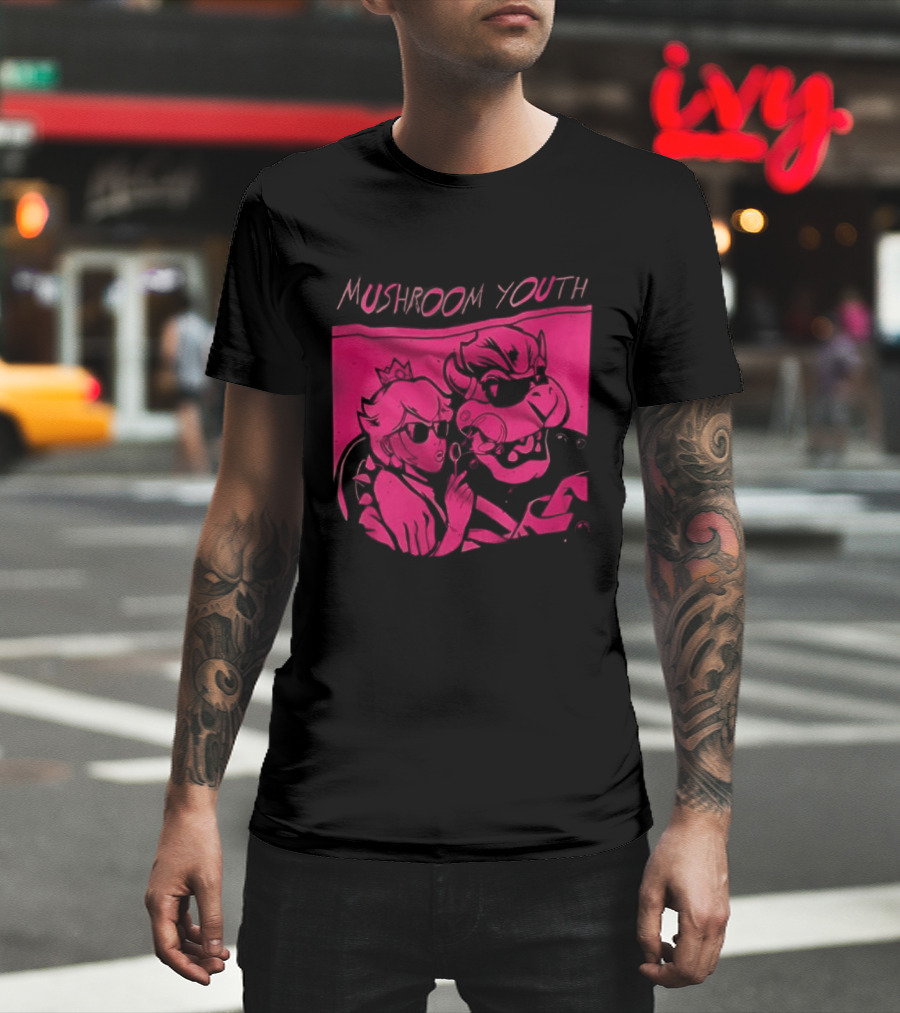 Mushroom Youth Cartoon Cow And Girl Friends Pop T-Shirt