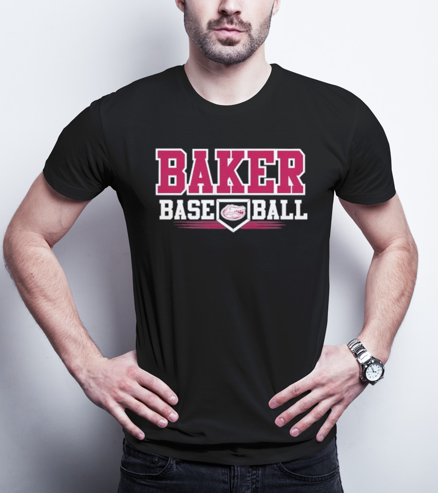 Baker Baseball Gators Home Plate Sports Team T-Shirt