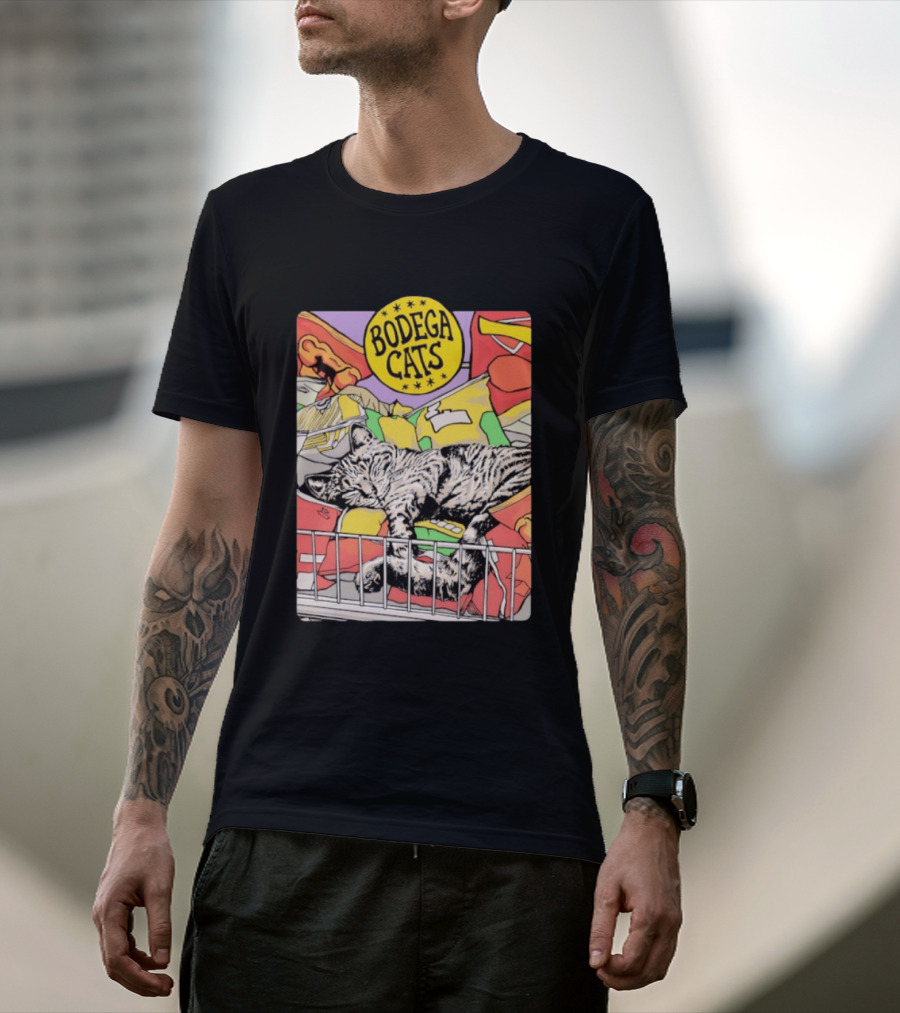 Bodega Cats Sleeping On Grocery Shelf T-Shirt