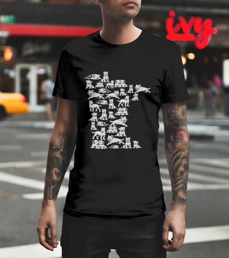 Pit Bull Terrier Silhouettes Minnesota Map T-Shirt