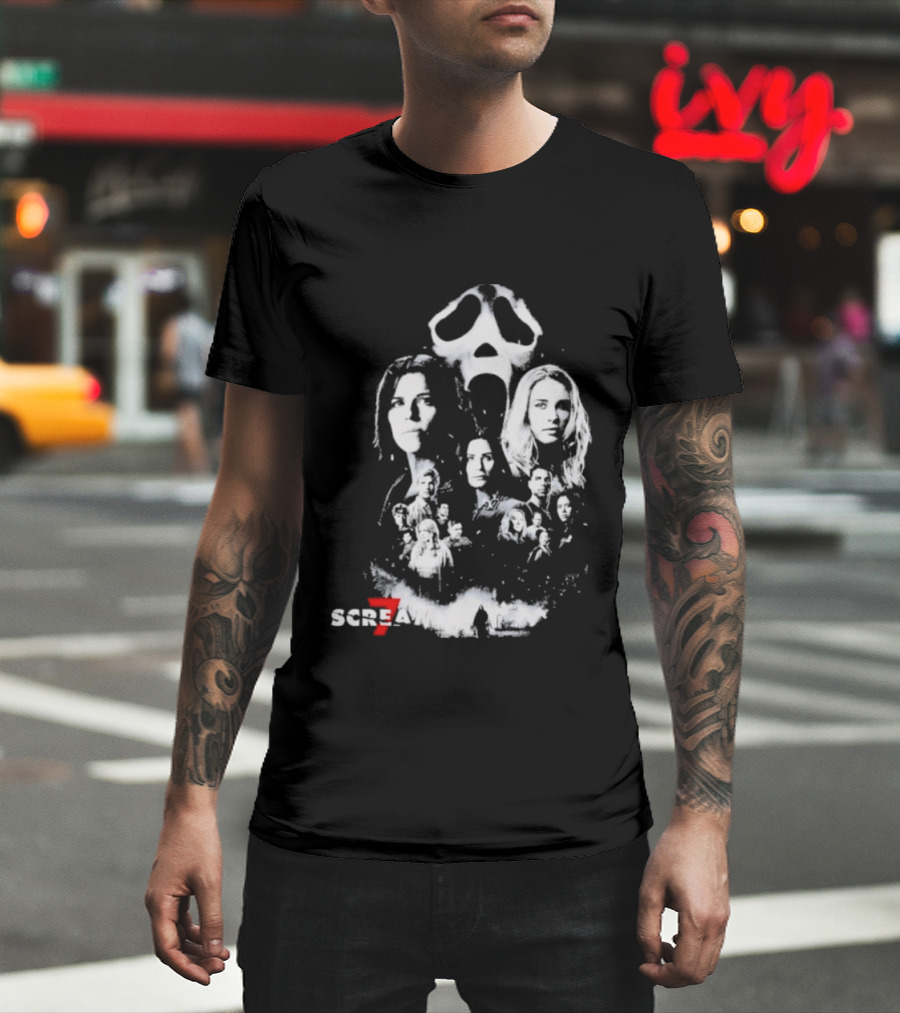 Scream 7 30th Anniversary Kill Tour 2026 Ghostface Mask Collage T-Shirt