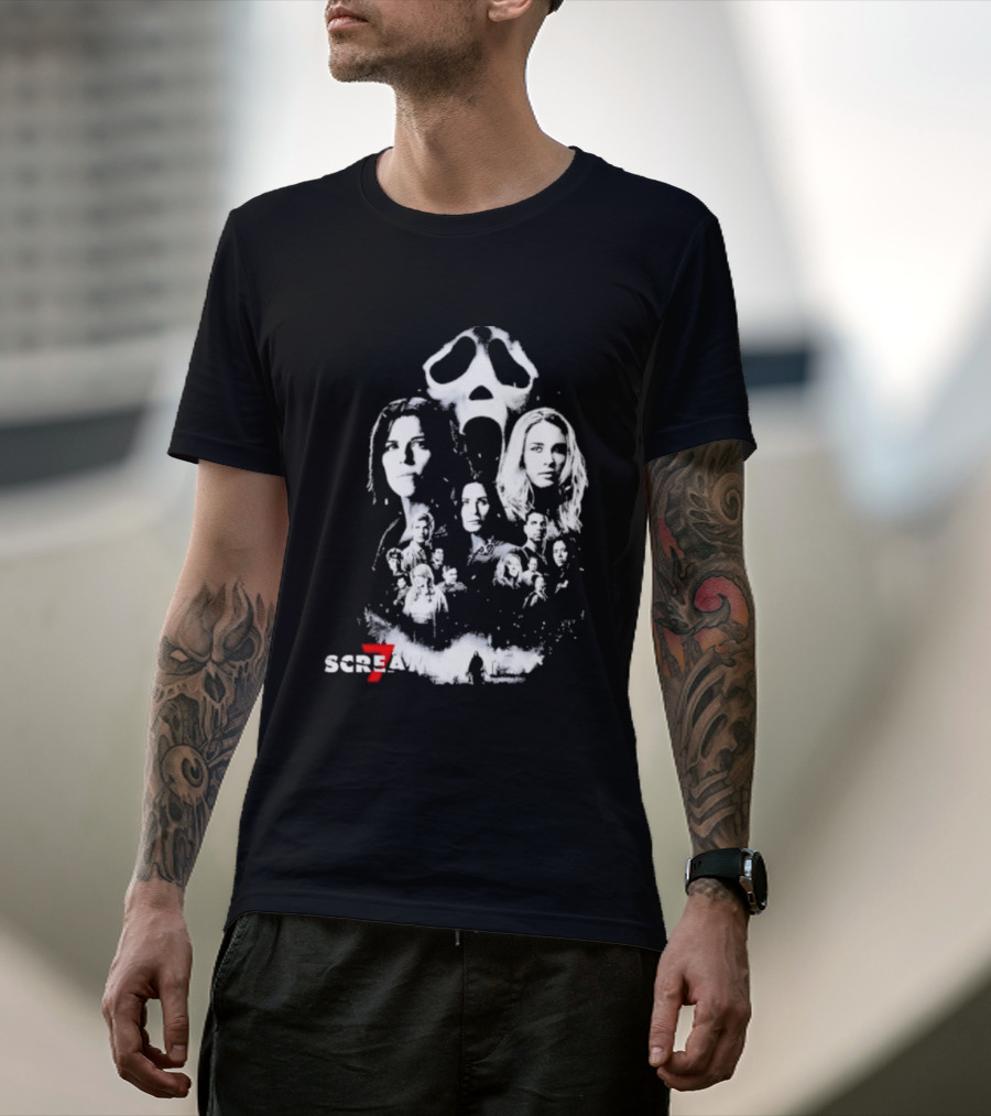 Scream 7 30th Anniversary Kill Tour 2026 Ghostface Mask Collage T-Shirt